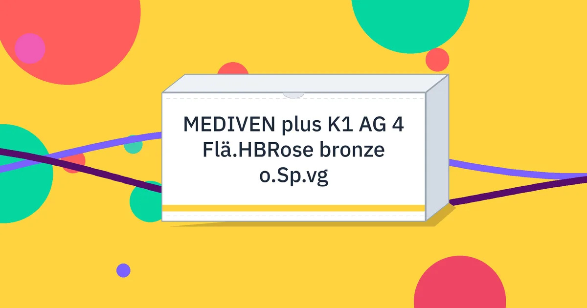 Symbolbild: Packung mit der Aufschrift MEDIVEN plus K1 AG 4 Flä.HBRose bronze o.Sp.vg (PZN 15912362) – Verfügbarkeit und Bezug in Apotheken in Frankfurt am Main