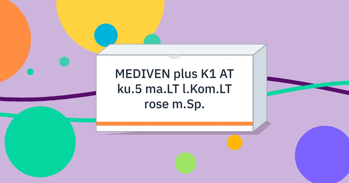 Symbolbild: Packung mit der Aufschrift MEDIVEN plus K1 AT ku.5 ma.LT l.Kom.LT rose m.Sp. (PZN 15071980) – Verfügbarkeit und Bezug in Apotheken in Frankfurt am Main
