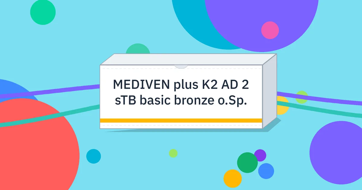 Symbolbild: Packung mit der Aufschrift MEDIVEN plus K2 AD 2 sTB basic bronze o.Sp. (PZN 15096075) – Verfügbarkeit und Bezug in Apotheken in Frankfurt am Main