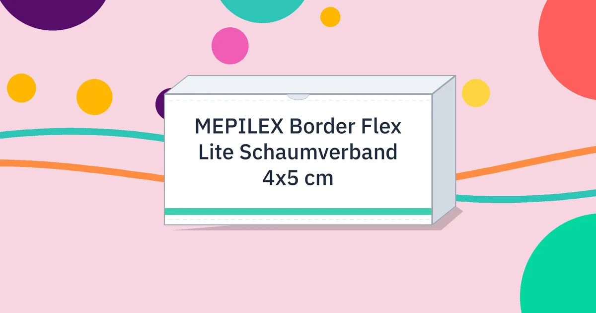 Symbolbild: Packung mit der Aufschrift MEPILEX Border Flex Lite Schaumverband 4x5 cm (PZN 17594245) – Verfügbarkeit und Bezug in Apotheken in Frankfurt am Main