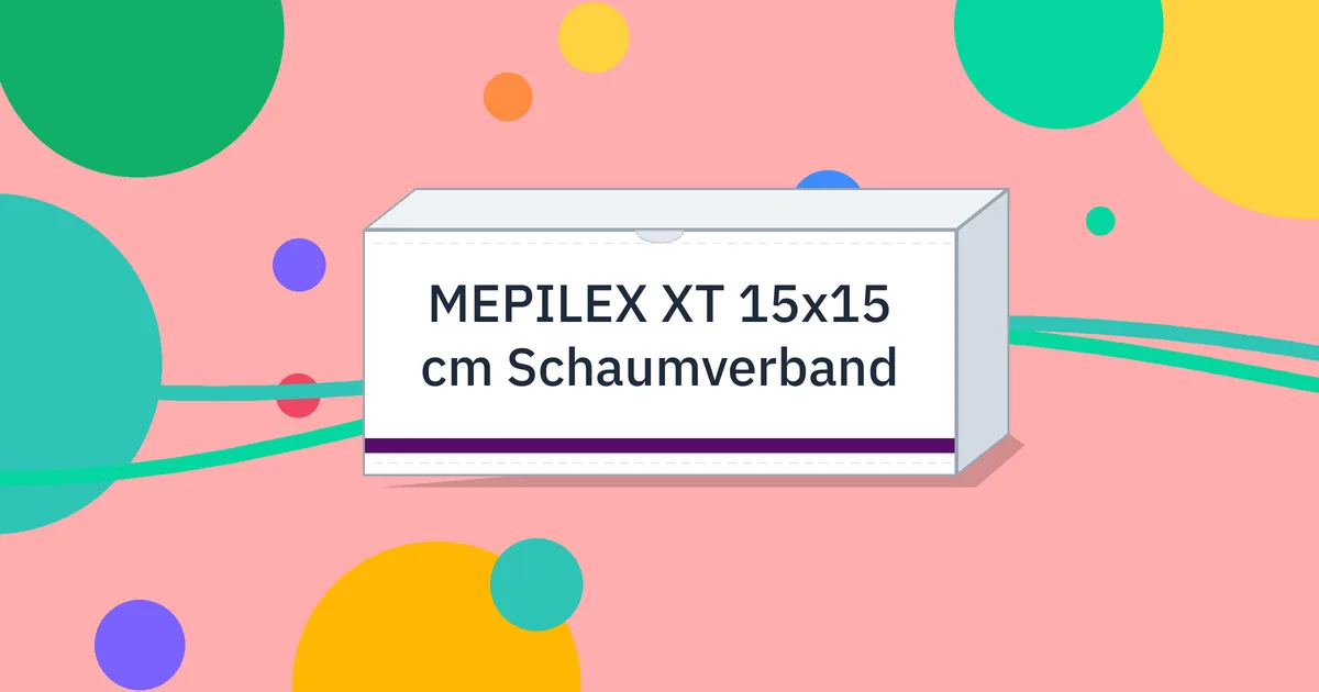 Symbolbild: Packung mit der Aufschrift MEPILEX XT 15x15 cm Schaumverband (PZN 20124000) – Verfügbarkeit und Bezug in Apotheken in Frankfurt am Main