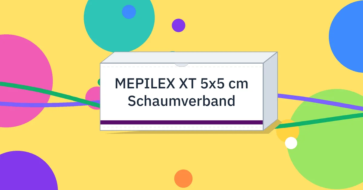 Symbolbild: Packung mit der Aufschrift MEPILEX XT 5x5 cm Schaumverband (PZN 20811746) – Verfügbarkeit und Bezug in Apotheken in Frankfurt am Main