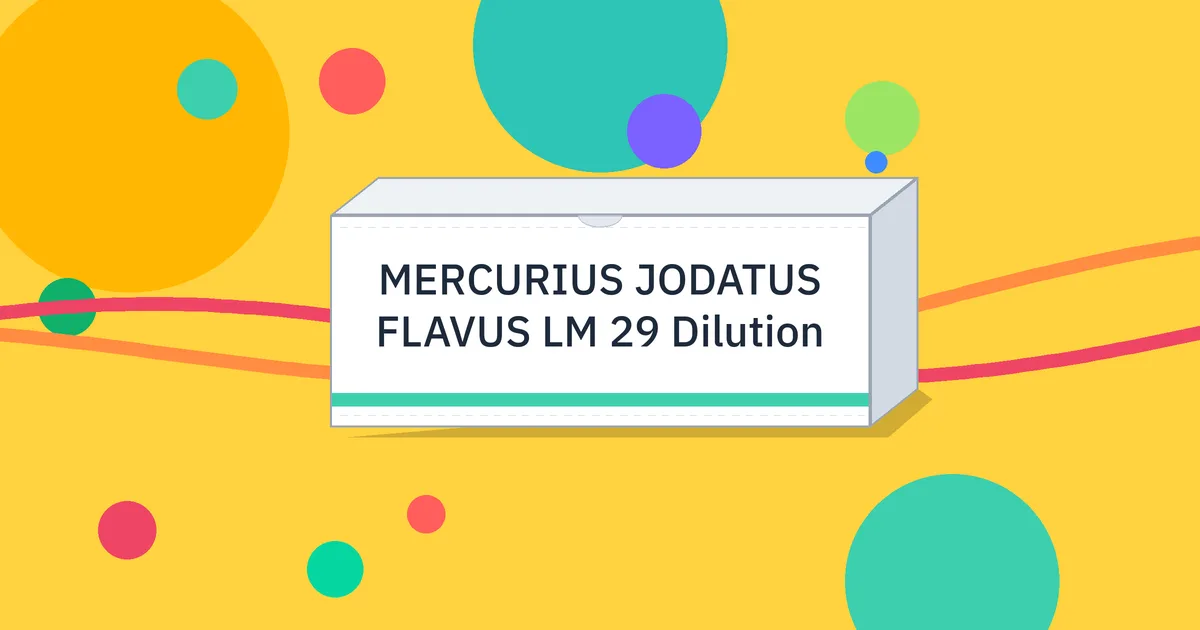Symbolbild: Packung mit der Aufschrift MERCURIUS JODATUS FLAVUS LM 29 Dilution (PZN 12952013) – Verfügbarkeit und Bezug in Apotheken in Frankfurt am Main