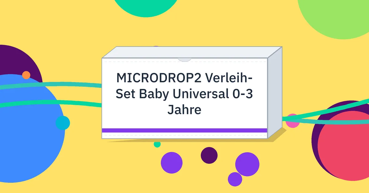 Symbolbild: Packung mit der Aufschrift MICRODROP2 Verleih-Set Baby Universal 0-3 Jahre (PZN 01484945) – Verfügbarkeit und Bezug in Apotheken in Frankfurt am Main