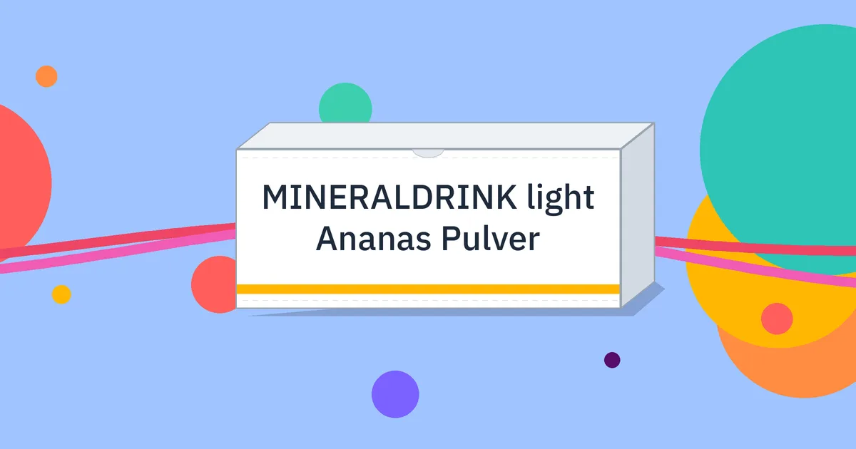 Symbolbild: Packung mit der Aufschrift MINERALDRINK light Ananas Pulver (PZN 04339037) – Verfügbarkeit und Bezug in Apotheken in Frankfurt am Main