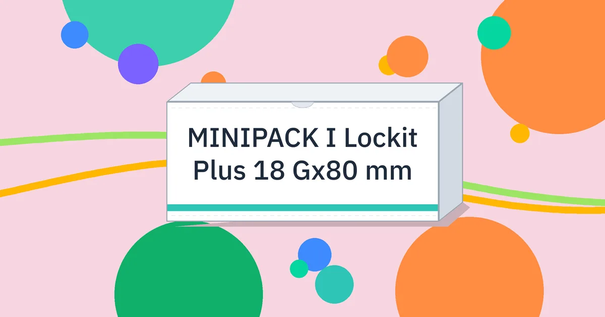 Symbolbild: Packung mit der Aufschrift MINIPACK I Lockit Plus 18 Gx80 mm (PZN 09216776) – Verfügbarkeit und Bezug in Apotheken in Frankfurt am Main