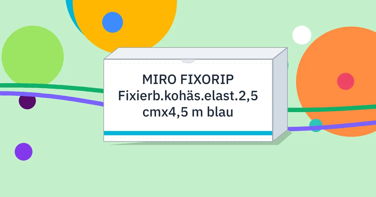 Symbolbild: Packung mit der Aufschrift MIRO FIXORIP Fixierb.kohäs.elast.2,5 cmx4,5 m blau (PZN 16796047) – Verfügbarkeit und Bezug in Apotheken in Frankfurt am Main