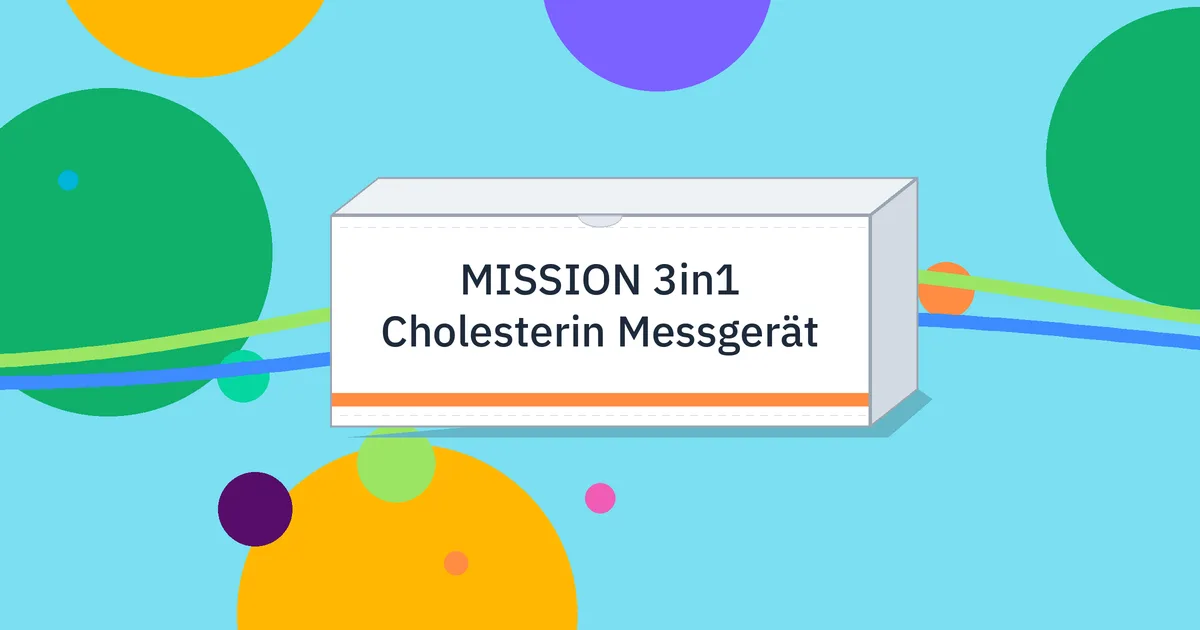 Symbolbild: Packung mit der Aufschrift MISSION 3in1 Cholesterin Messgerät (PZN 16513279) – Verfügbarkeit und Bezug in Apotheken in Frankfurt am Main