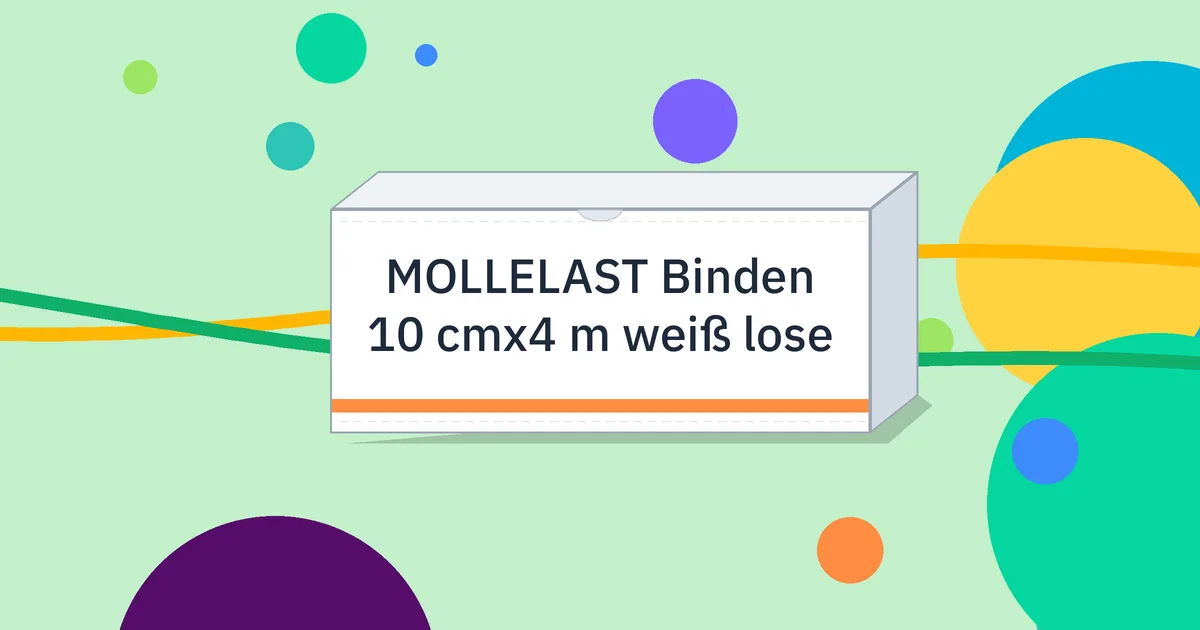 Symbolbild: Packung mit der Aufschrift MOLLELAST Binden 10 cmx4 m weiß lose (PZN 17434949) – Verfügbarkeit und Bezug in Apotheken in Frankfurt am Main