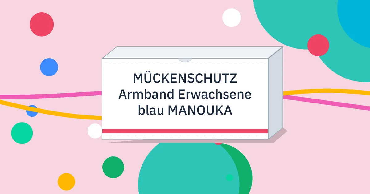 Symbolbild: Packung mit der Aufschrift MÜCKENSCHUTZ Armband Erwachsene blau MANOUKA (PZN 19438549) – Verfügbarkeit und Bezug in Apotheken in Frankfurt am Main