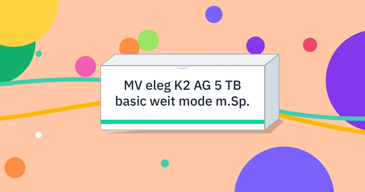 Symbolbild: Packung mit der Aufschrift MV eleg K2 AG 5 TB basic weit mode m.Sp. (PZN 09866824) – Verfügbarkeit und Bezug in Apotheken in Frankfurt am Main