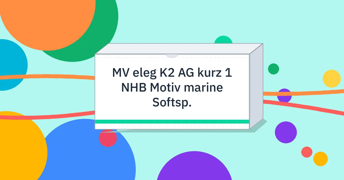 Symbolbild: Packung mit der Aufschrift MV eleg K2 AG kurz 1 NHB Motiv marine Softsp. (PZN 15708905) – Verfügbarkeit und Bezug in Apotheken in Frankfurt am Main