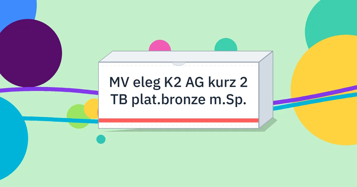 Symbolbild: Packung mit der Aufschrift MV eleg K2 AG kurz 2 TB plat.bronze m.Sp. (PZN 14715760) – Verfügbarkeit und Bezug in Apotheken in Frankfurt am Main