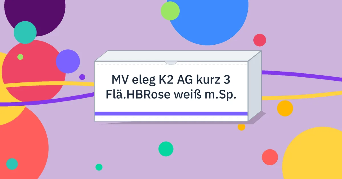 Symbolbild: Packung mit der Aufschrift MV eleg K2 AG kurz 3 Flä.HBRose weiß m.Sp. (PZN 15705309) – Verfügbarkeit und Bezug in Apotheken in Frankfurt am Main