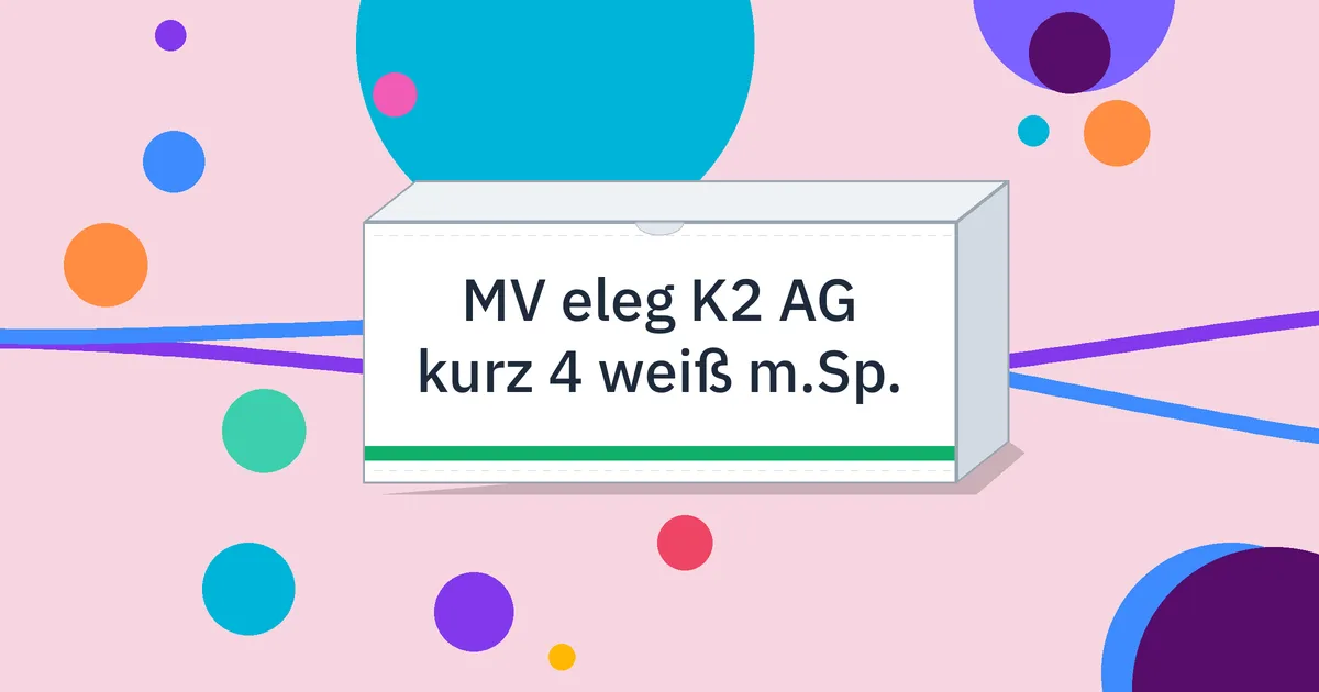 Symbolbild: Packung mit der Aufschrift MV eleg K2 AG kurz 4 weiß m.Sp. (PZN 00318535) – Verfügbarkeit und Bezug in Apotheken in Frankfurt am Main
