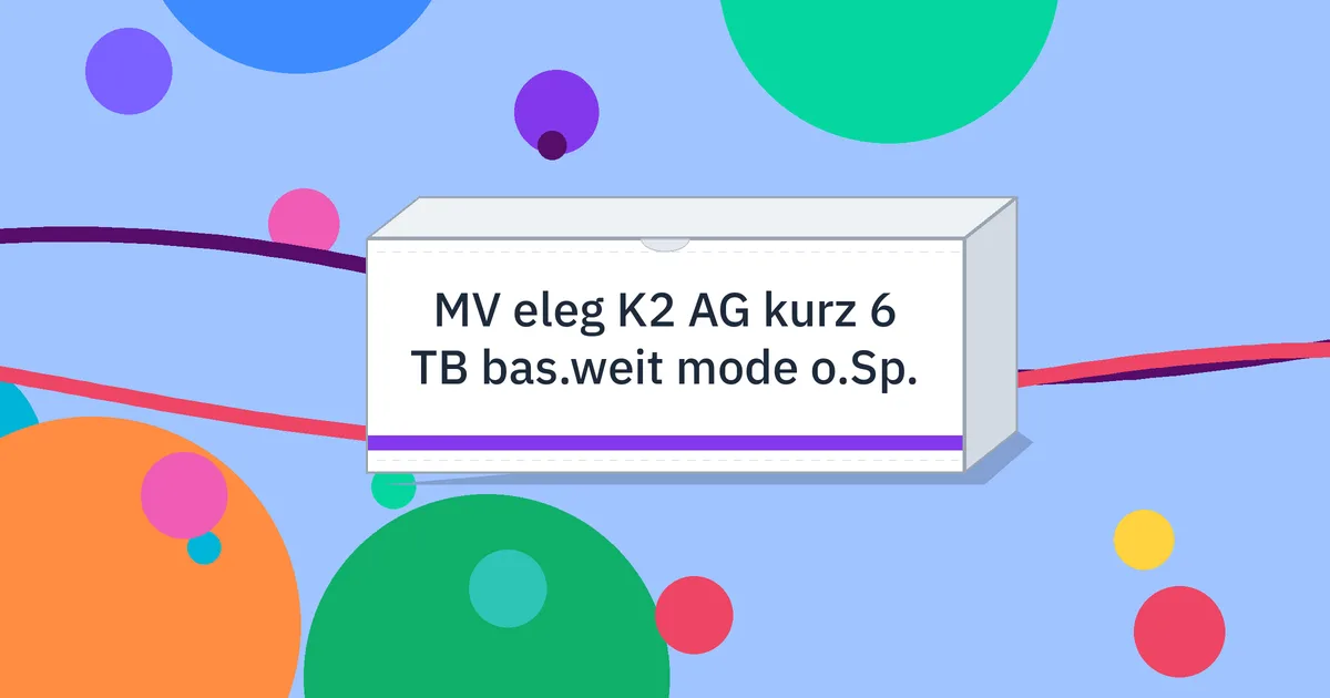 Symbolbild: Packung mit der Aufschrift MV eleg K2 AG kurz 6 TB bas.weit mode o.Sp. (PZN 09863079) – Verfügbarkeit und Bezug in Apotheken in Frankfurt am Main