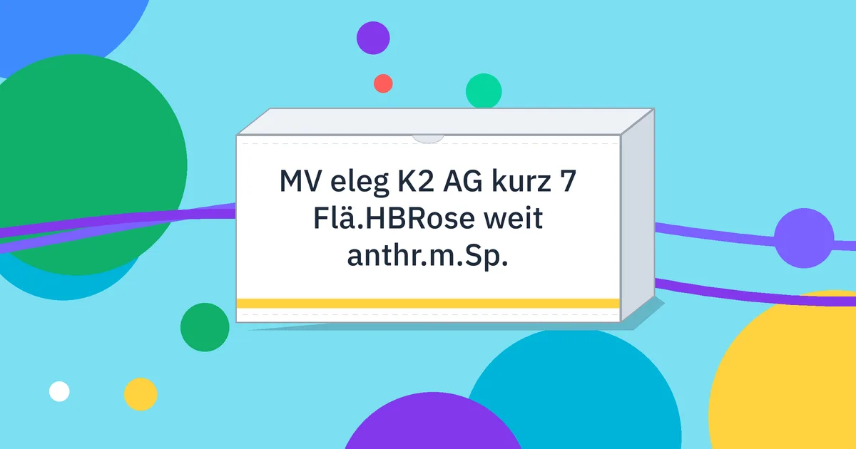 Symbolbild: Packung mit der Aufschrift MV eleg K2 AG kurz 7 Flä.HBRose weit anthr.m.Sp. (PZN 15705516) – Verfügbarkeit und Bezug in Apotheken in Frankfurt am Main