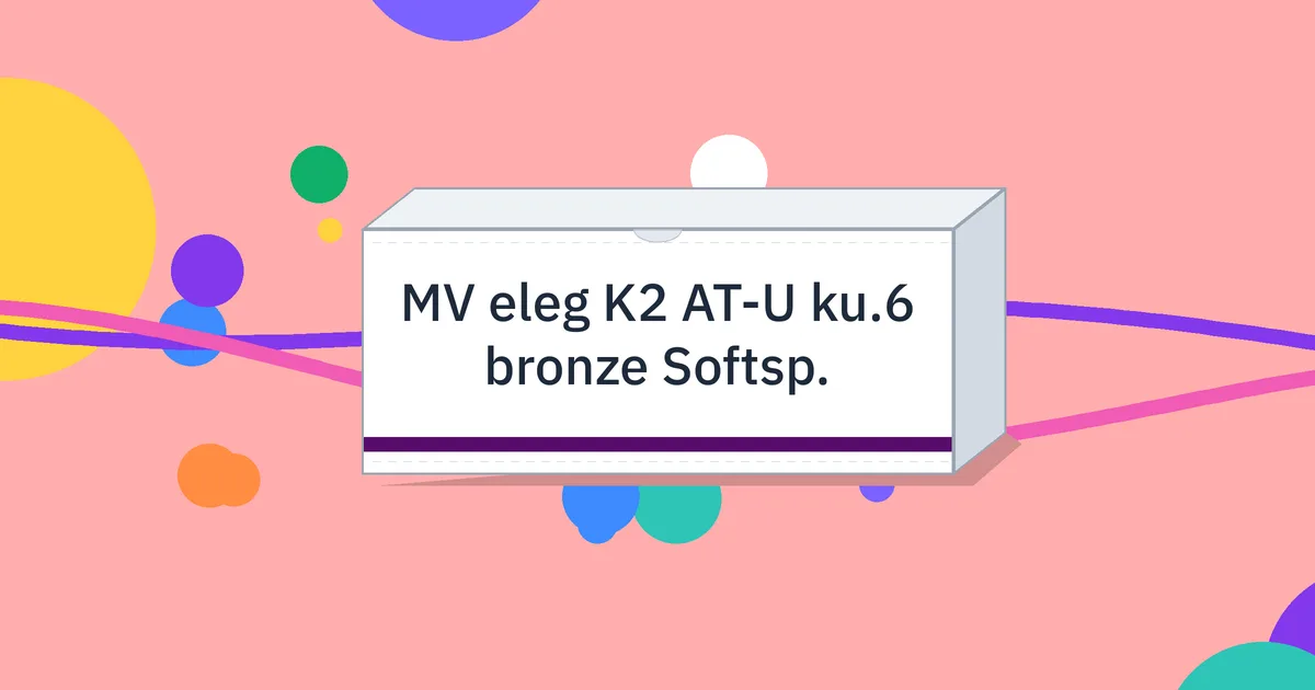 Symbolbild: Packung mit der Aufschrift MV eleg K2 AT-U ku.6 bronze Softsp. (PZN 15289259) – Verfügbarkeit und Bezug in Apotheken in Frankfurt am Main