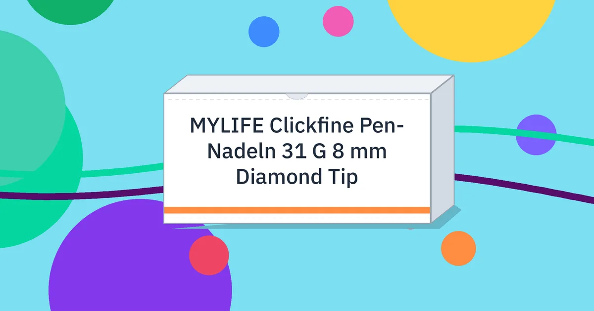 Symbolbild: Packung mit der Aufschrift MYLIFE Clickfine Pen-Nadeln 31 G 8 mm Diamond Tip (PZN 17414266) – Verfügbarkeit und Bezug in Apotheken in Frankfurt am Main