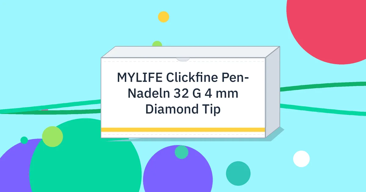 Symbolbild: Packung mit der Aufschrift MYLIFE Clickfine Pen-Nadeln 32 G 4 mm Diamond Tip (PZN 16822862) – Verfügbarkeit und Bezug in Apotheken in Frankfurt am Main