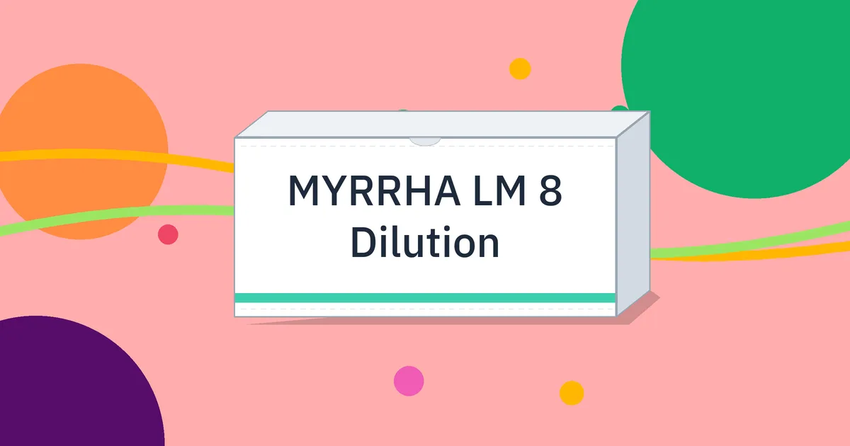 Symbolbild: Packung mit der Aufschrift MYRRHA LM 8 Dilution (PZN 12957542) – Verfügbarkeit und Bezug in Apotheken in Frankfurt am Main