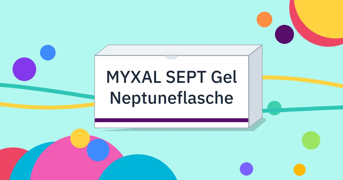 Symbolbild: Packung mit der Aufschrift MYXAL SEPT Gel Neptuneflasche (PZN 08820493) – Verfügbarkeit und Bezug in Apotheken in Frankfurt am Main