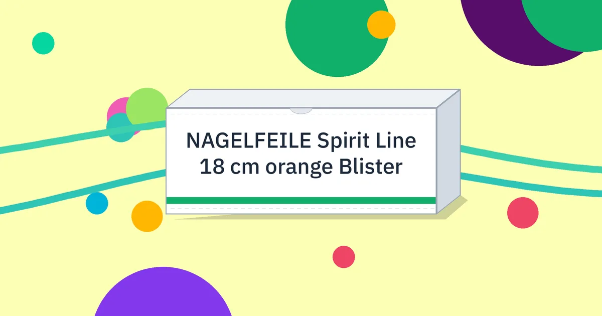 Symbolbild: Packung mit der Aufschrift NAGELFEILE Spirit Line 18 cm orange Blister (PZN 01581039) – Verfügbarkeit und Bezug in Apotheken in Frankfurt am Main