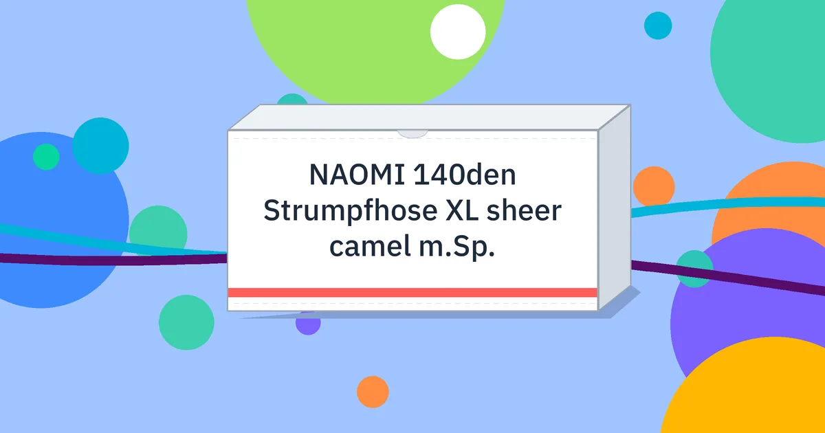 Symbolbild: Packung mit der Aufschrift NAOMI 140den Strumpfhose XL sheer camel m.Sp. (PZN 16178154) – Verfügbarkeit und Bezug in Apotheken in Frankfurt am Main