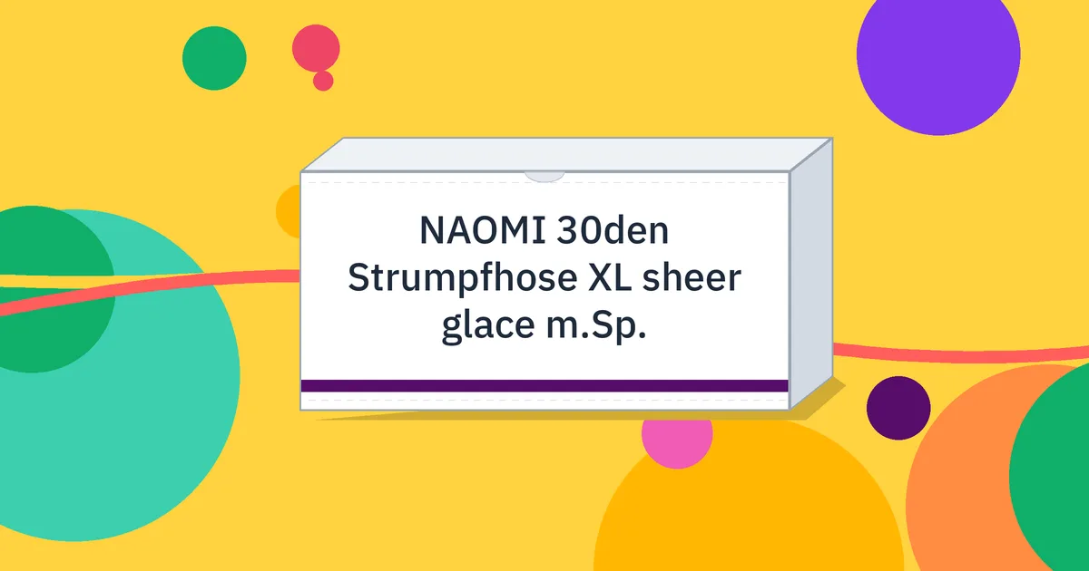 Symbolbild: Packung mit der Aufschrift NAOMI 30den Strumpfhose XL sheer glace m.Sp. (PZN 16179142) – Verfügbarkeit und Bezug in Apotheken in Frankfurt am Main