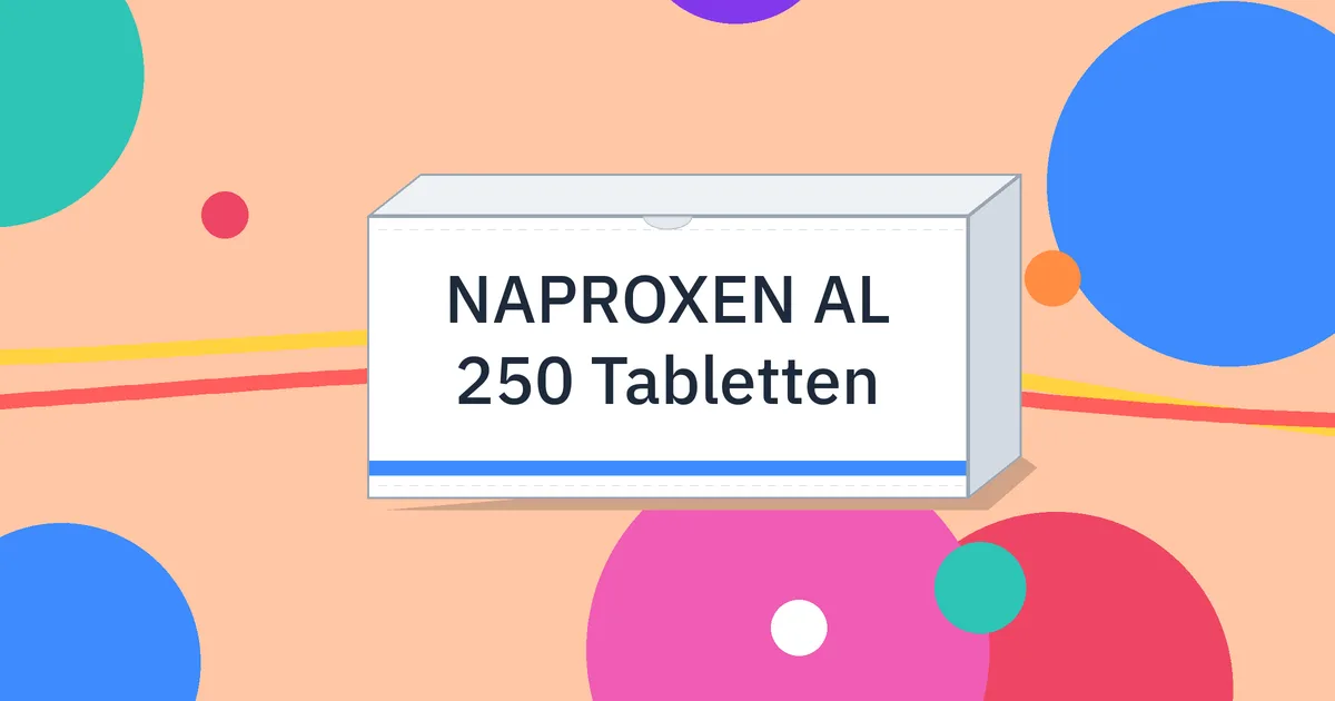 Symbolbild: Packung mit der Aufschrift NAPROXEN AL 250 Tabletten (PZN 04900321) – Verfügbarkeit und Bezug in Apotheken in Frankfurt am Main
