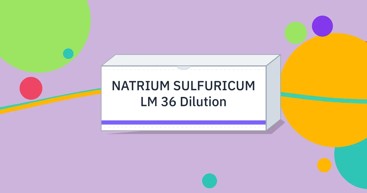 Symbolbild: Packung mit der Aufschrift NATRIUM SULFURICUM LM 36 Dilution (PZN 12967457) – Verfügbarkeit und Bezug in Apotheken in Frankfurt am Main