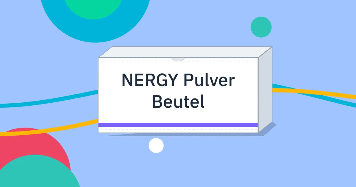 Symbolbild: Packung mit der Aufschrift NERGY Pulver Beutel (PZN 19644272) – Verfügbarkeit und Bezug in Apotheken in Frankfurt am Main