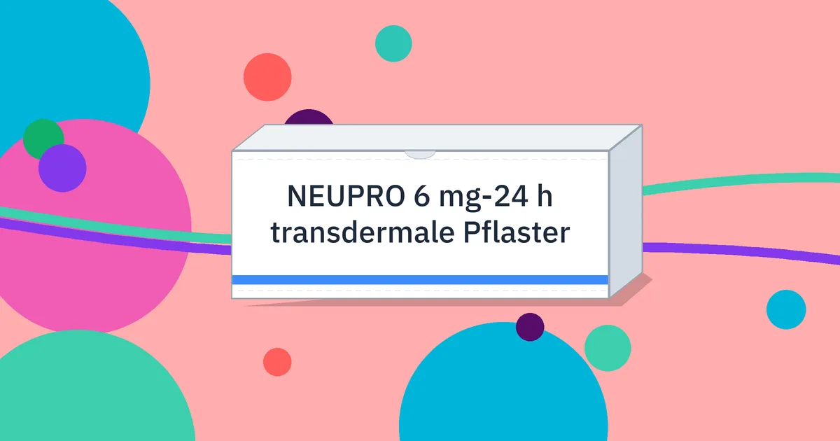 Symbolbild: Packung mit der Aufschrift NEUPRO 6 mg-24 h transdermale Pflaster (PZN 05994703) – Verfügbarkeit und Bezug in Apotheken in Frankfurt am Main