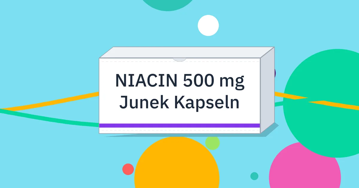 Symbolbild: Packung mit der Aufschrift NIACIN 500 mg Junek Kapseln (PZN 13578605) – Verfügbarkeit und Bezug in Apotheken in Frankfurt am Main