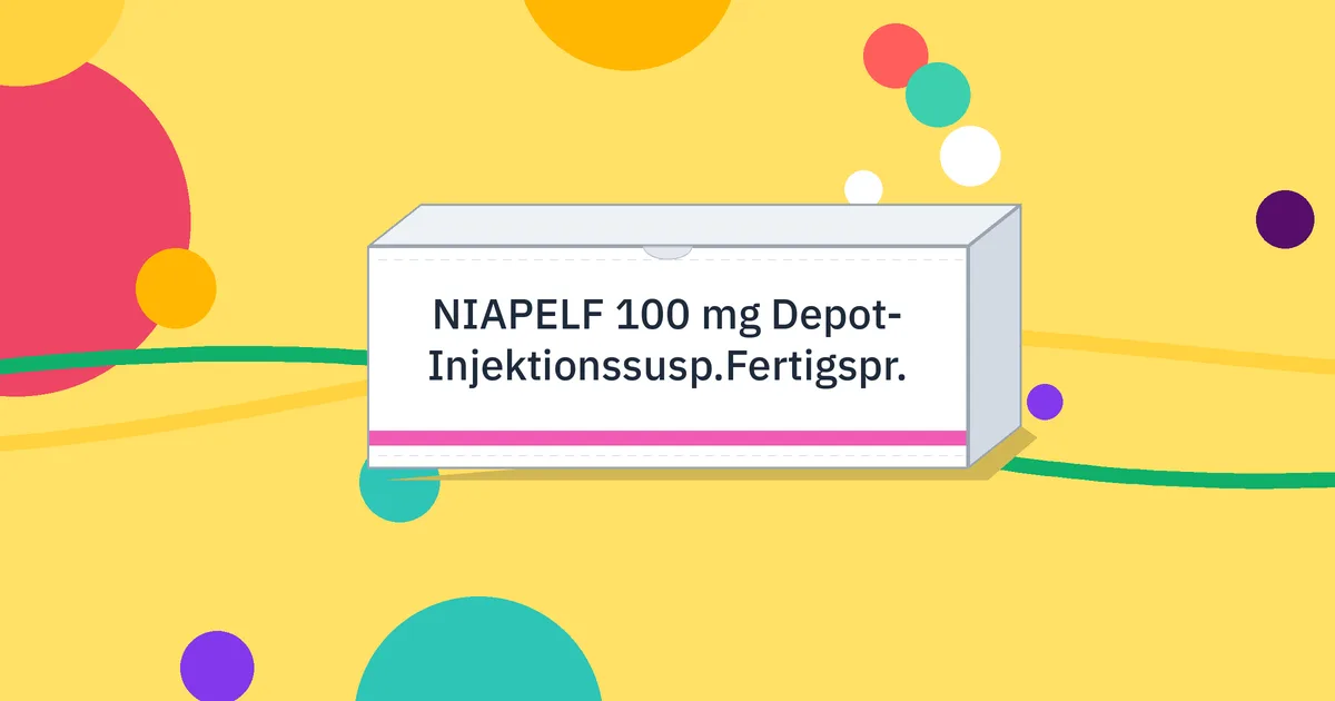 Symbolbild: Packung mit der Aufschrift NIAPELF 100 mg Depot-Injektionssusp.Fertigspr. (PZN 01871033) – Verfügbarkeit und Bezug in Apotheken in Frankfurt am Main
