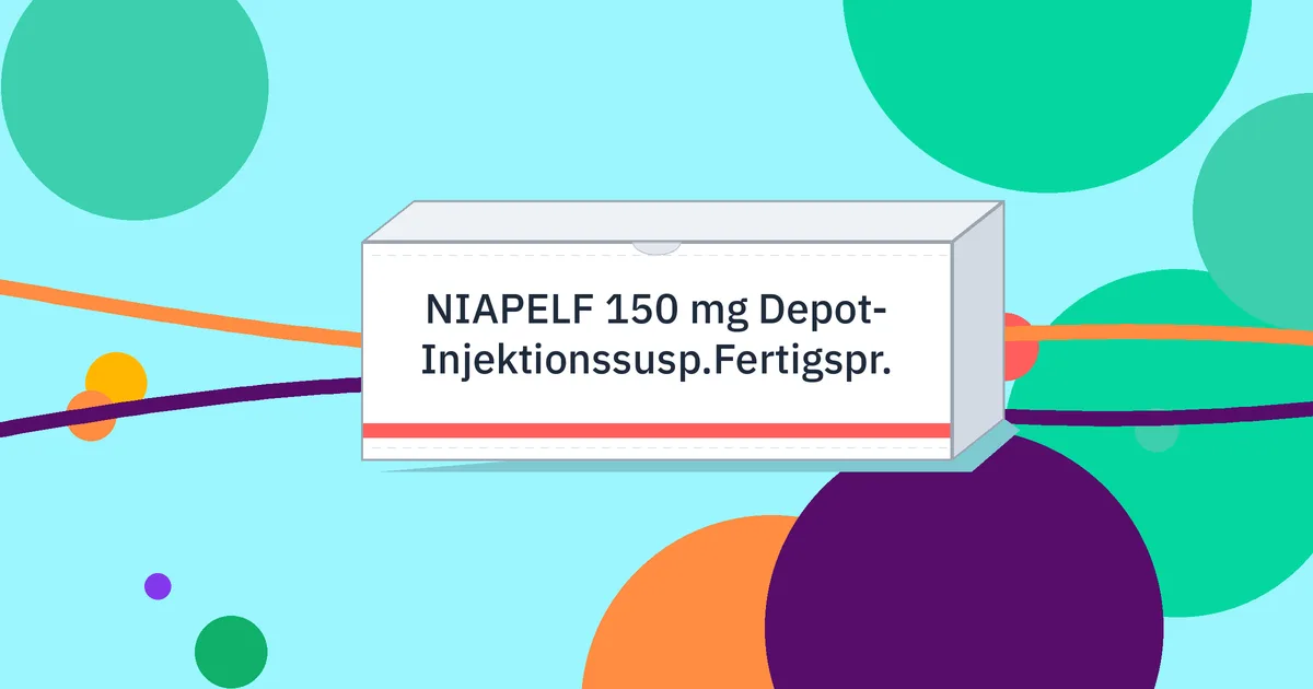 Symbolbild: Packung mit der Aufschrift NIAPELF 150 mg Depot-Injektionssusp.Fertigspr. (PZN 01871056) – Verfügbarkeit und Bezug in Apotheken in Frankfurt am Main