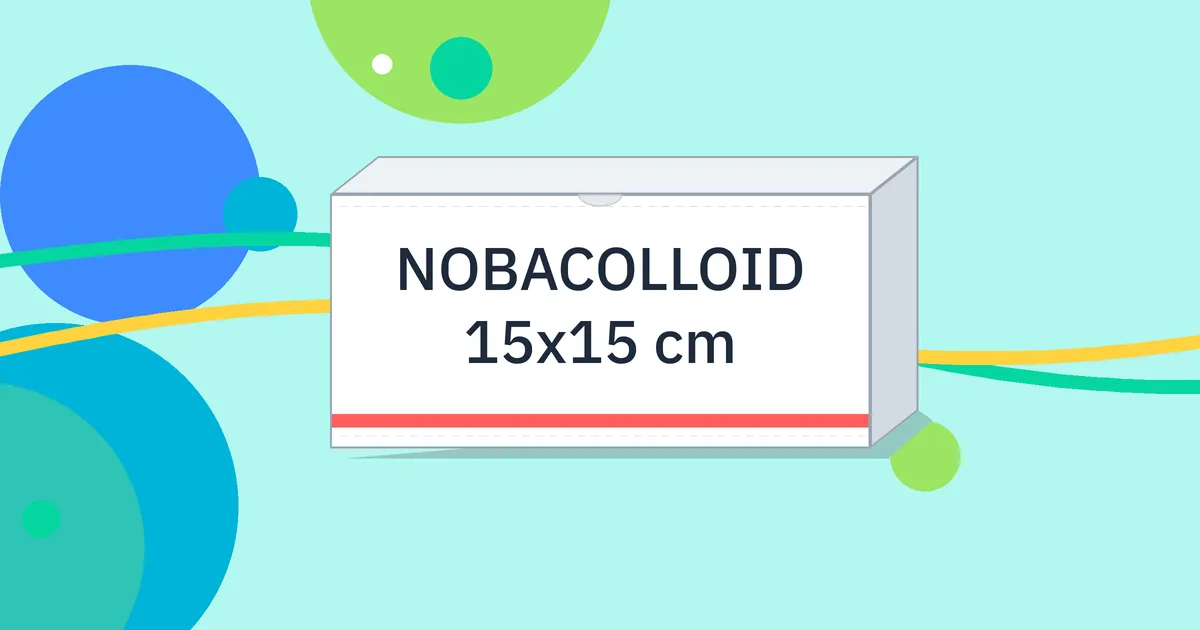 Symbolbild: Packung mit der Aufschrift NOBACOLLOID 15x15 cm (PZN 16016055) – Verfügbarkeit und Bezug in Apotheken in Frankfurt am Main