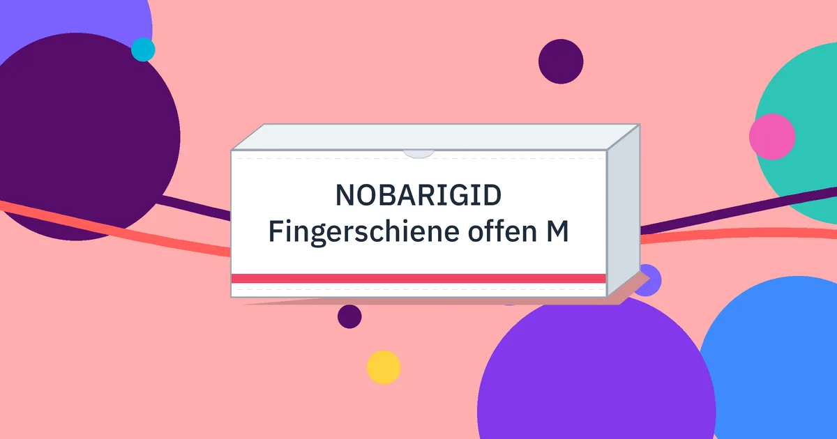Symbolbild: Packung mit der Aufschrift NOBARIGID Fingerschiene offen M (PZN 06845508) – Verfügbarkeit und Bezug in Apotheken in Frankfurt am Main
