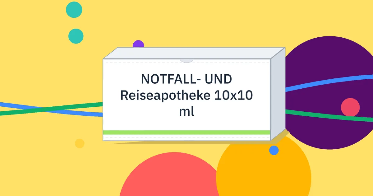 Symbolbild: Packung mit der Aufschrift NOTFALL- UND Reiseapotheke 10x10 ml (PZN 18856405) – Verfügbarkeit und Bezug in Apotheken in Frankfurt am Main