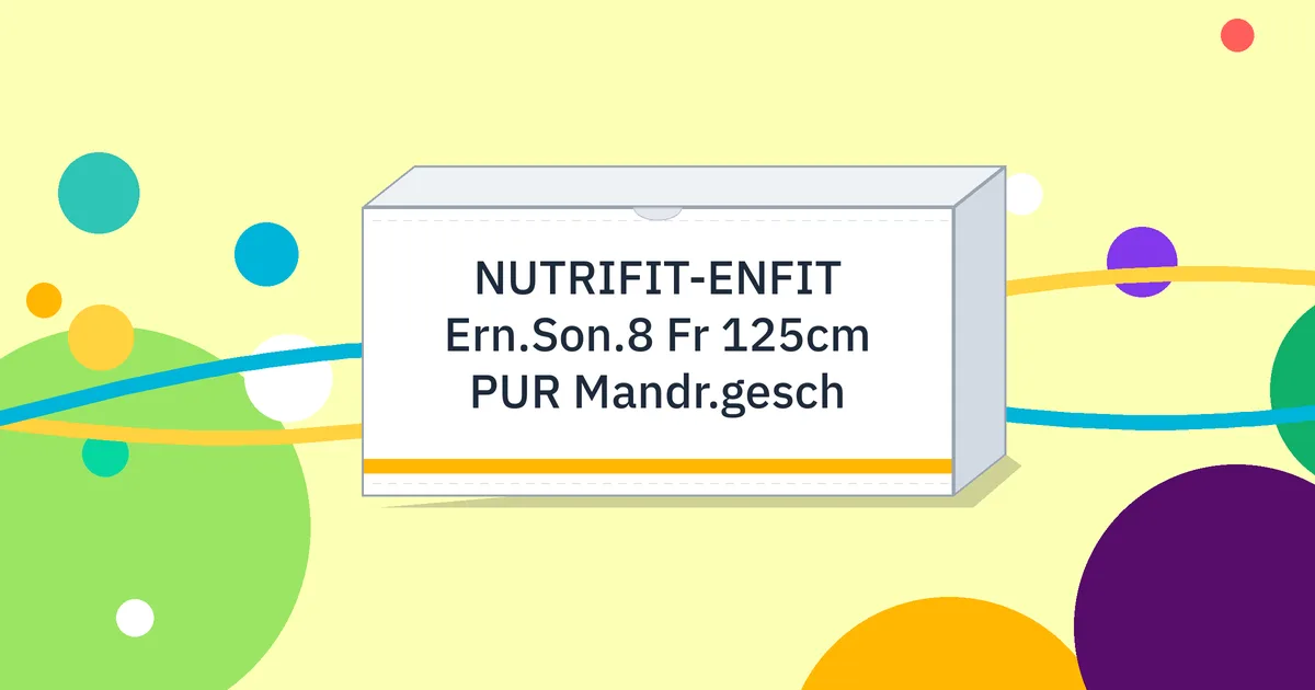 Symbolbild: Packung mit der Aufschrift NUTRIFIT-ENFIT Ern.Son.8 Fr 125cm PUR Mandr.gesch (PZN 14174092) – Verfügbarkeit und Bezug in Apotheken in Frankfurt am Main