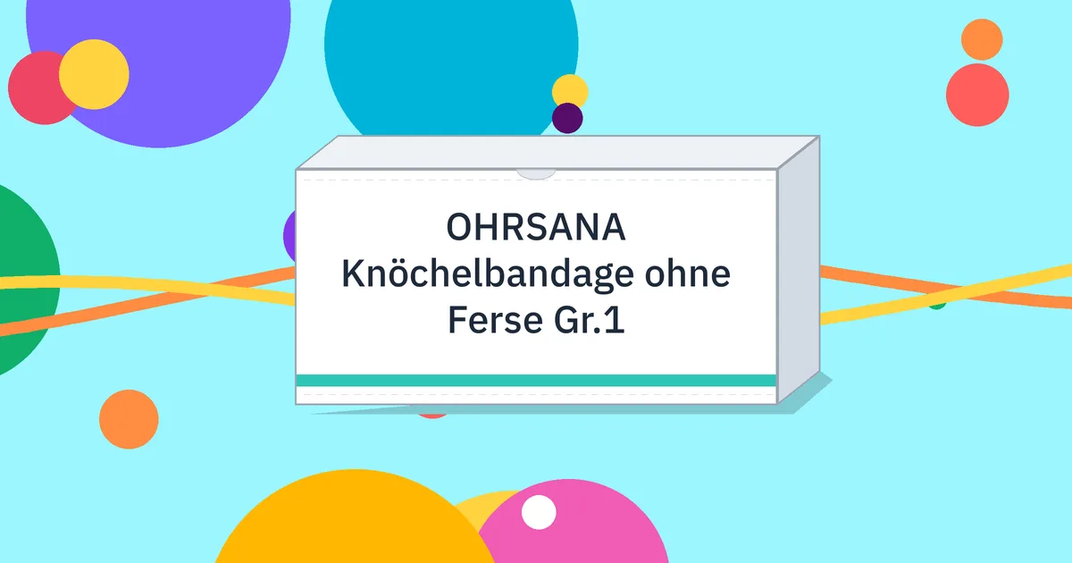 Symbolbild: Packung mit der Aufschrift OHRSANA Knöchelbandage ohne Ferse Gr.1 (PZN 02669517) – Verfügbarkeit und Bezug in Apotheken in Frankfurt am Main