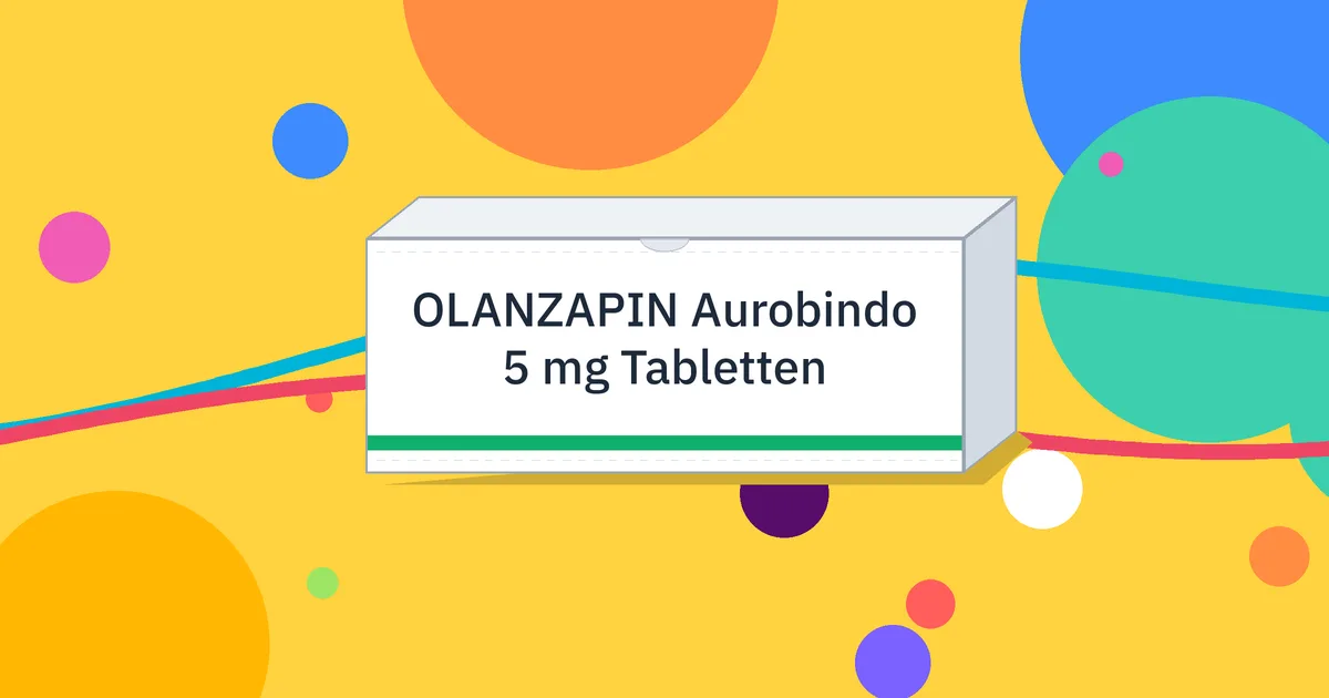 Symbolbild: Packung mit der Aufschrift OLANZAPIN Aurobindo 5 mg Tabletten (PZN 18794360) – Verfügbarkeit und Bezug in Apotheken in Frankfurt am Main
