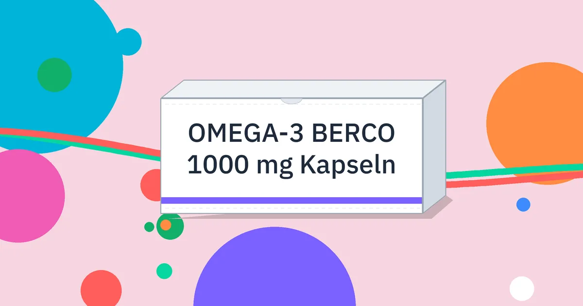Symbolbild: Packung mit der Aufschrift OMEGA-3 BERCO 1000 mg Kapseln (PZN 03382551) – Verfügbarkeit und Bezug in Apotheken in Frankfurt am Main