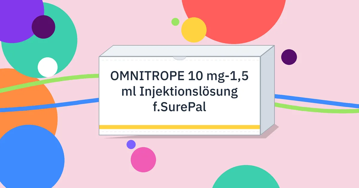 Symbolbild: Packung mit der Aufschrift OMNITROPE 10 mg-1,5 ml Injektionslösung f.SurePal (PZN 11669605) – Verfügbarkeit und Bezug in Apotheken in Frankfurt am Main