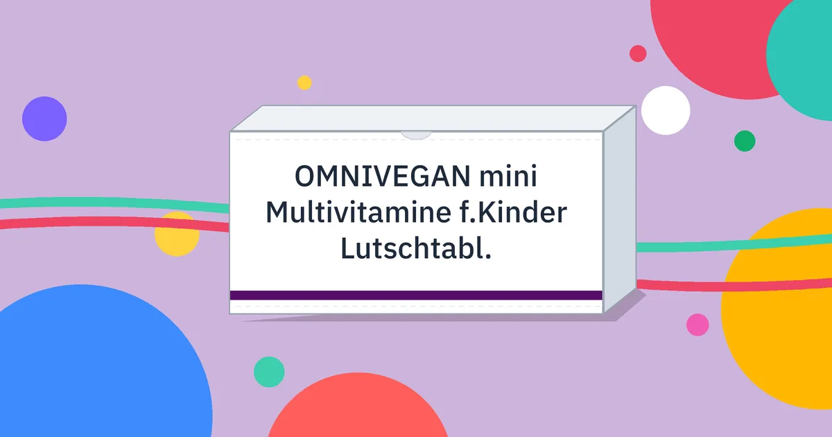 Symbolbild: Packung mit der Aufschrift OMNIVEGAN mini Multivitamine f.Kinder Lutschtabl. (PZN 17613468) – Verfügbarkeit und Bezug in Apotheken in Frankfurt am Main