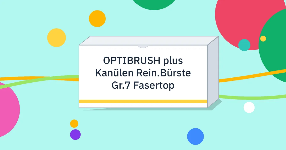 Symbolbild: Packung mit der Aufschrift OPTIBRUSH plus Kanülen Rein.Bürste Gr.7 Fasertop (PZN 11579894) – Verfügbarkeit und Bezug in Apotheken in Frankfurt am Main