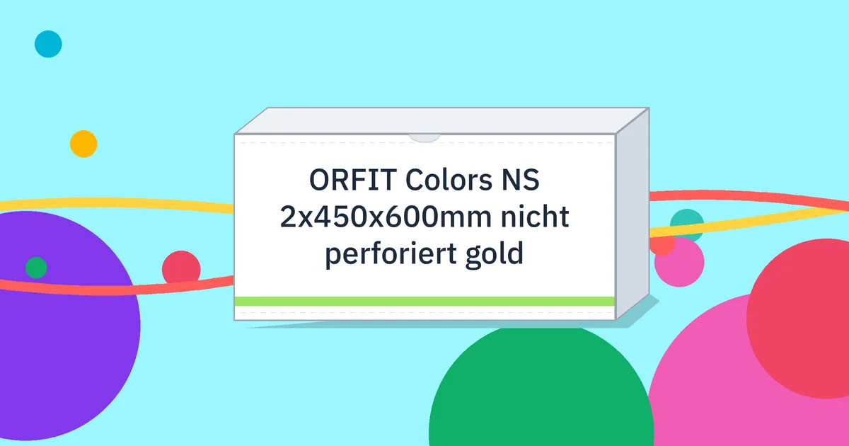 Symbolbild: Packung mit der Aufschrift ORFIT Colors NS 2x450x600mm nicht perforiert gold (PZN 19396779) – Verfügbarkeit und Bezug in Apotheken in Frankfurt am Main