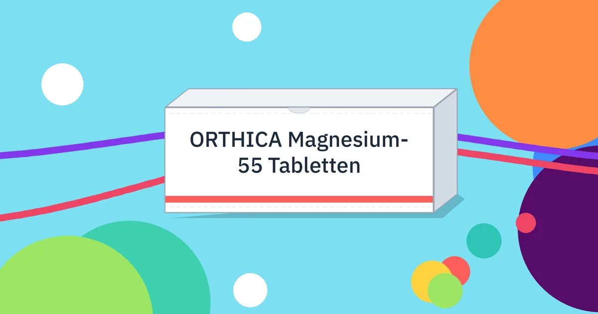 Symbolbild: Packung mit der Aufschrift ORTHICA Magnesium-55 Tabletten (PZN 20415045) – Verfügbarkeit und Bezug in Apotheken in Frankfurt am Main