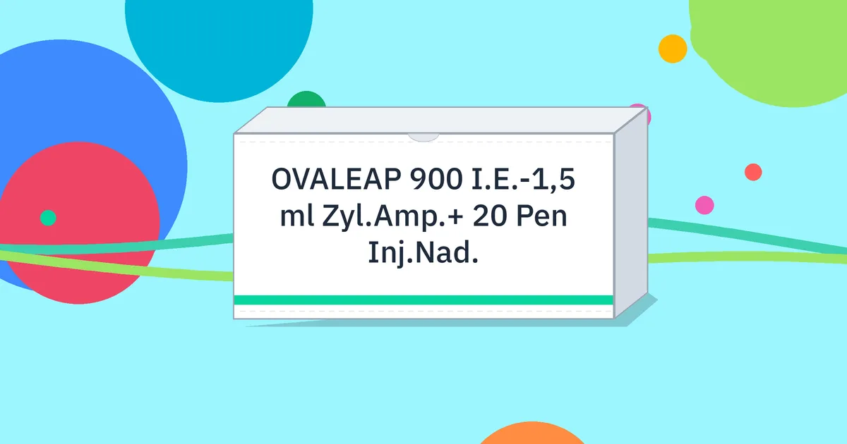 Symbolbild: Packung mit der Aufschrift OVALEAP 900 I.E.-1,5 ml Zyl.Amp.+ 20 Pen Inj.Nad. (PZN 13864417) – Verfügbarkeit und Bezug in Apotheken in Frankfurt am Main