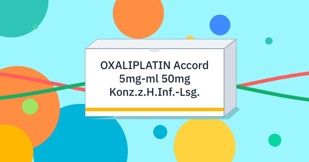 Symbolbild: Packung mit der Aufschrift OXALIPLATIN Accord 5mg-ml 50mg Konz.z.H.Inf.-Lsg. (PZN 00254261) – Verfügbarkeit und Bezug in Apotheken in Frankfurt am Main